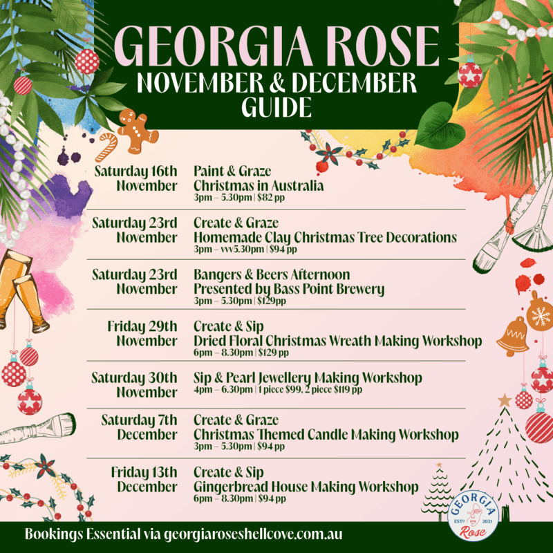 Paint & Graze - Christmas in Australia at Georgia Rose - Visit Shellharbour